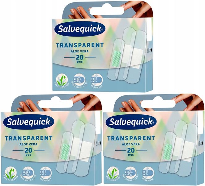 Plastry SALVEQUICK Transparent Aloe Vera Z Opatrunkiem 20 Sztuk - Arena.pl