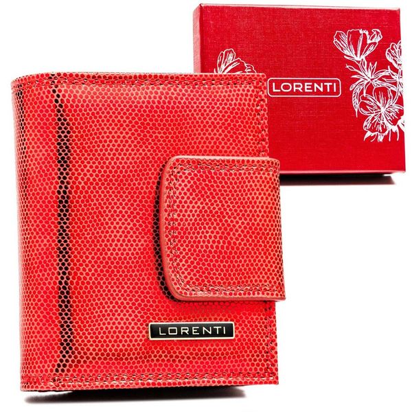 stylowy, skórzany portfel damski na zatrzask i bigiel - lorenti - Arena.pl