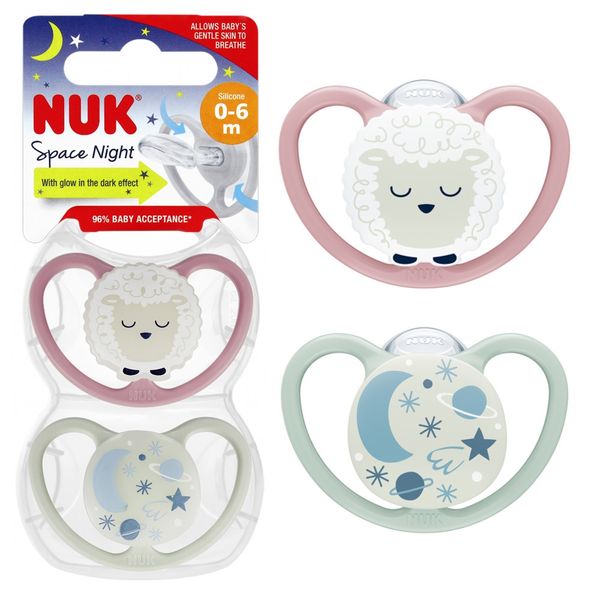 SMOCZEK USPOKAJAJĄCY ORTODONTYCZNY SILIKONOWY SPACE NIGHT 0-6m NUK - Arena.pl