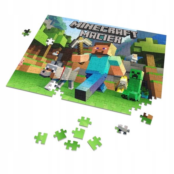Puzzle + IMIĘ + pudełko MINECRAFT A3 252el - Arena.pl