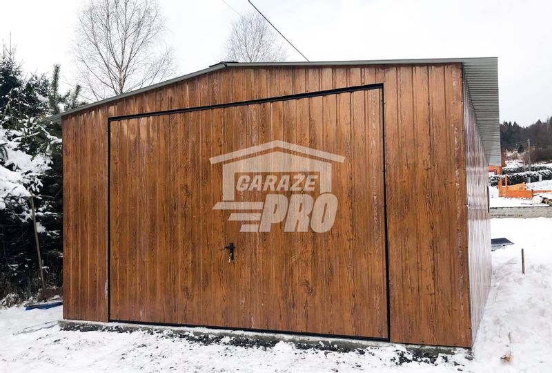Garaż blaszany 4x8 Brama uchylna Okno drzwi drewnopodobny GP148 - Arena.pl