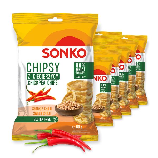 20x SONKO Chipsy z ciecierzycy o smaku słodkiego chili 60 g - Arena.pl