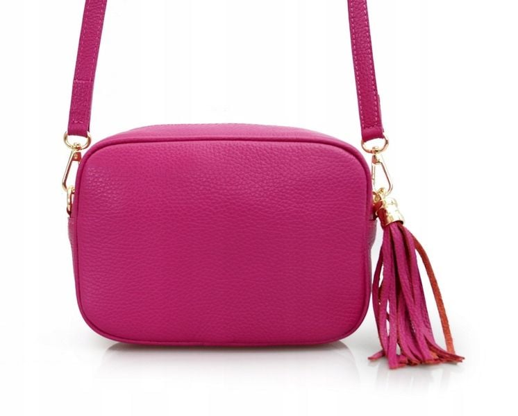 Kup VERA PELLE torebka skórzana listonoszka z frędzelkiem V145 fuksja ...