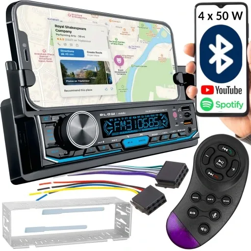 RADIO SAMOCHODOWE 1-DIN BLUETOOTH USB SD RDS PILOT UCHWYT TELEFON ...