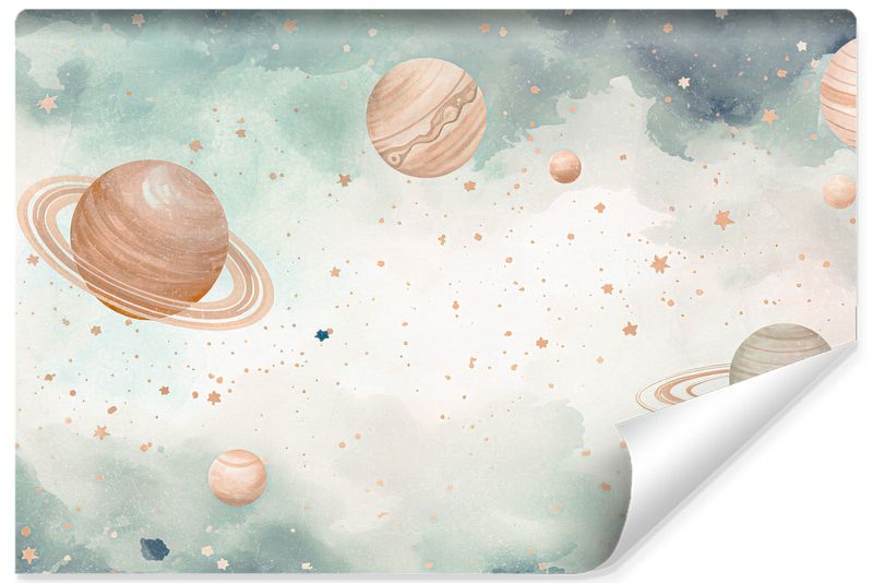 Fototapeta Dziecięca KOSMOS Planety Gwiazdy Styl Boho Vintage 360cm x 240cm - Arena.pl