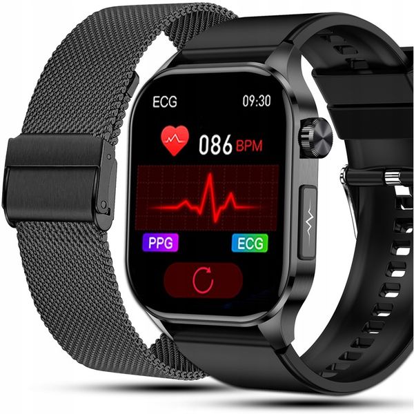 SMARTWATCH MĘSKI Zegarek EKG FUNKCJA POMIARU CUKRU AMOLED CIŚNIENIE ...