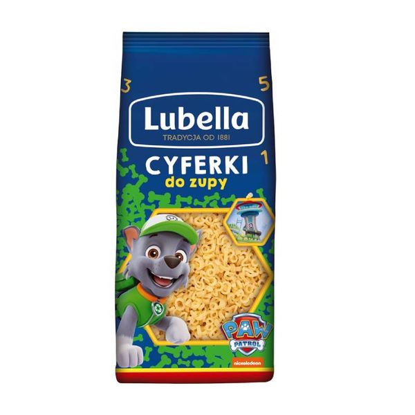 Kup Lubella Makaron dziecięcy Mini Cyferki Psi Patrol 350g na arena.pl ...