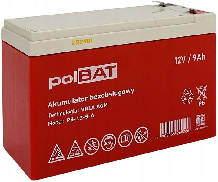 AKUMULATOR VRLA AGM 12V 9Ah POLSKA MARKA BEZOBSŁUGOWY (wymiar 7Ah/10Ah) UPS - Arena.pl