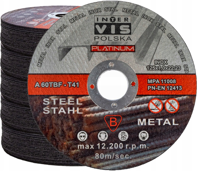 10x ZESTAW TARCZ TARCZA DO CIĘCIA METALU STALI INOX 125 MM x 1,0 MM - Arena.pl