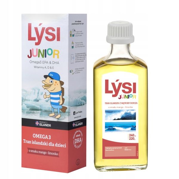 Kup Tran Lýsi dla dzieci mango-limonka OMEGA 3 DHA EPA witaminy A D E ...