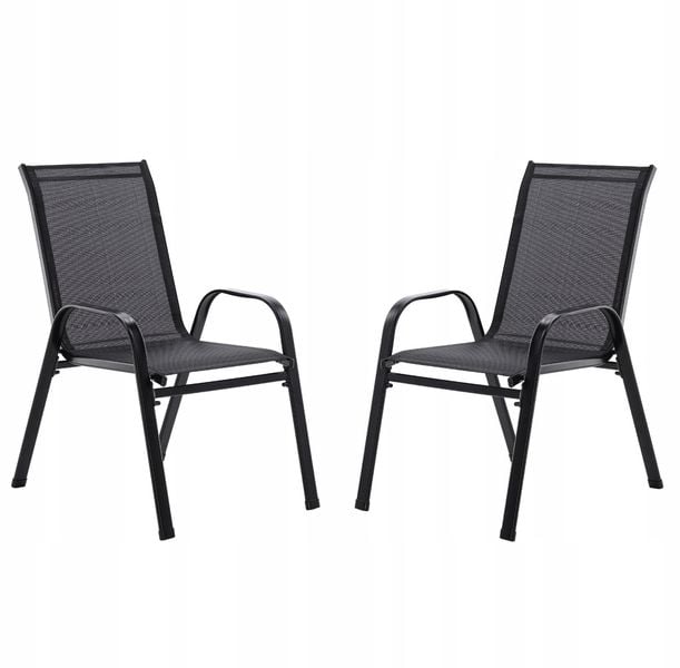 KOMPLET ELEGANCKICH KRZESEŁ OGRODOWYCH TARASOWYCH NA BALKON 2 SZT CZARNE - Arena.pl