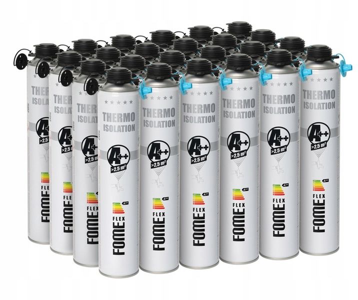 Pianka PUR do ociepleń izolacji + 48 dysz do natrysku 850ml Fome Flex x ...