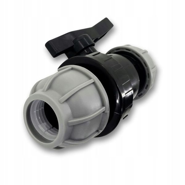 Zawór Kulowy Skręcany PE do Rury Węża Linii kroplującej ODCINAJĄCY fi ...