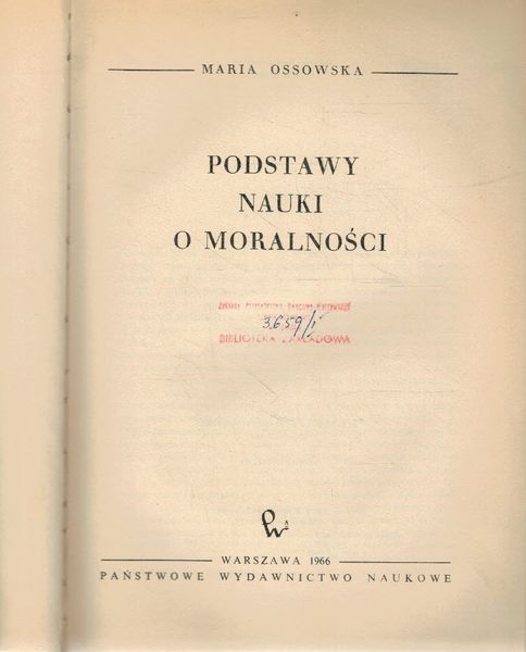 Podstawy nauki o moralności Maria Ossowska - Arena.pl