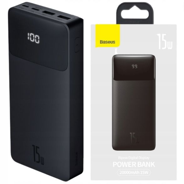 Baseus Power Bank 20000 Mah 15W Usb Usb-C Szybki Mocny Powerbank +Kabel - Arena.pl