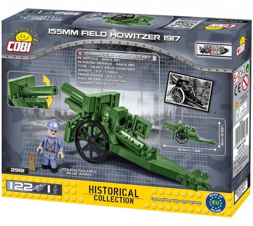 Cobi Klocki WW1 (kolekcja historyczna) 155 mm Field Howitzer 1917 ...