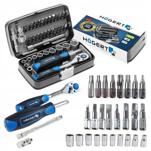 HOGERT ZESTAW NASADKI BITY KLUCZE NASADOWE KOMPLET KLUCZY NASADOWYCH 38szt. - Arena.pl