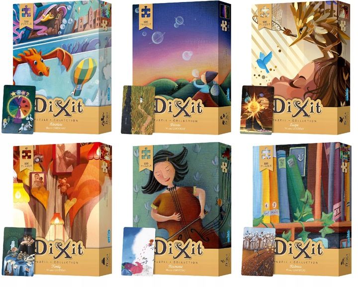Kup 6x Puzzle DIXIT gra 500 elementów +6x mini dodatek rozszerzenie ...