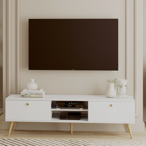 Kup RTV BOHO 170 cm z szufladami na wysokich nogach - Biały mat na ...