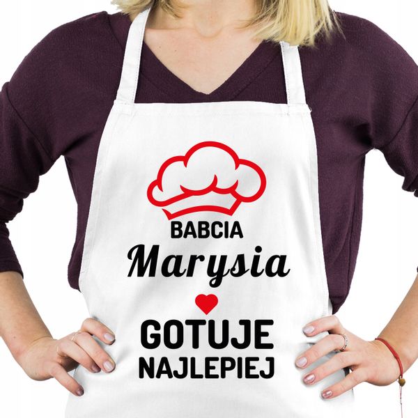 Kup Fartuch kuchenny biały z nadrukiem prezent dla babci dziadka wybór ...