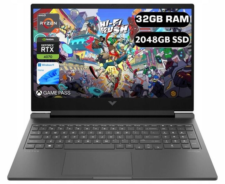 Laptop HP VICTUS 16 144HZ IPS 300NIT Ryzen 7 8845HS 32/2048GB RTX4070 ...
