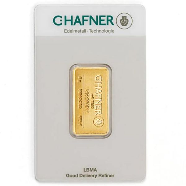 Sztabka C. Hafner 5 gramów Złota LBMA GD Refiner - Arena.pl