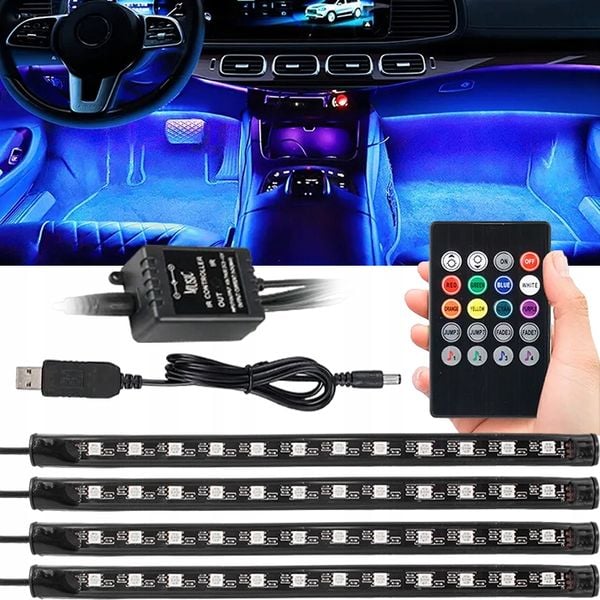 Kup OŚWIETLENIE LED RGB Ledy Taśma RGB NEONY do wnętrza samochodu AUTA ...