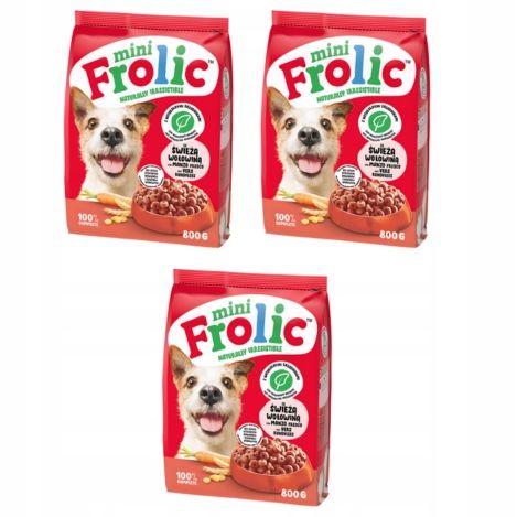 Frolic Mini XS/S sucha karma dla PSA z Wołowiną 3x800g - Arena.pl