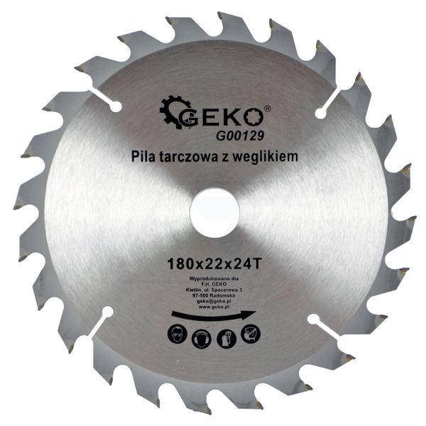 PIŁA TARCZA WIDIOWA DO CIĘCIA DREWNA 180x22 24 ZĘBY TNĄCE GEKO G00129 - Arena.pl