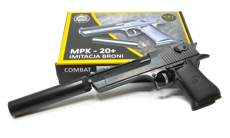 PISTOLET NA KULKI Metal DESERT EAGLE C20+ Z TŁUMIKIEM - Arena.pl