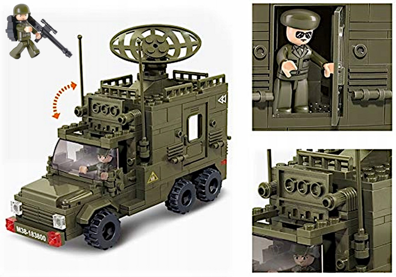 Klocki CIĘŻARÓWKA Centrum Dowodzenia RADAR Wojsko Armia Pięć Figurek ...