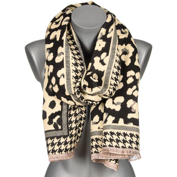 Czarny Duży Szalik Damski Bawełniany Ciepły Szal Cętki Ax-108 - Arena.pl