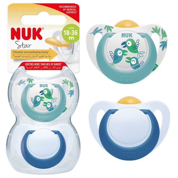 NUK Smoczek uspokajający lateksowy STAR 18-36m niebieski - Arena.pl