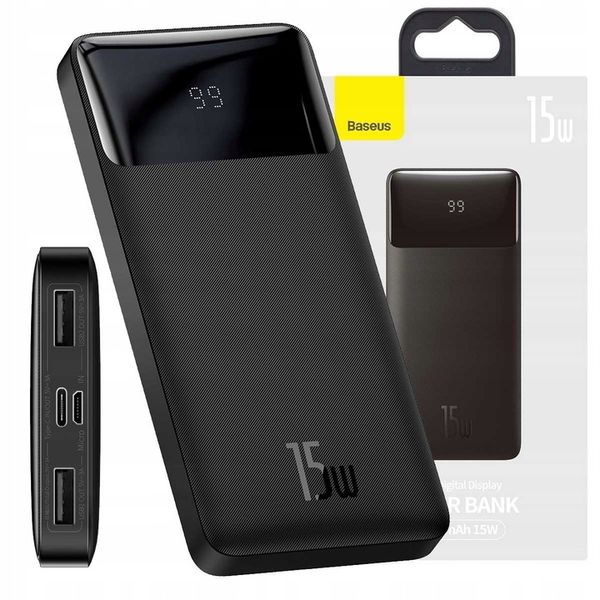 BASEUS SZYBKI POWER BANK Bipow 10000mAh 15W PD QC MOCNY POWERBANK + KABEL - Arena.pl