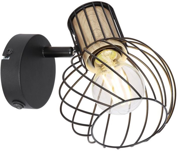 Kup Przyścienna lampa reflektorowa Luise 54012-1S czarna drewno na ...