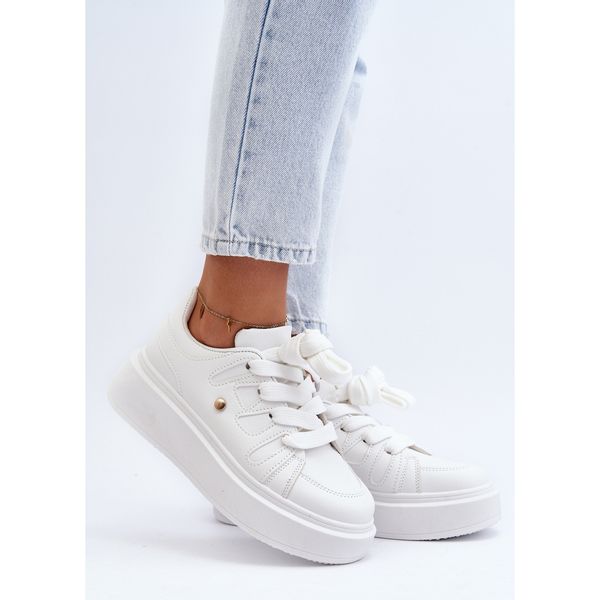 Sneakersy Damskie Na Platformie Białe r.41 - Arena.pl