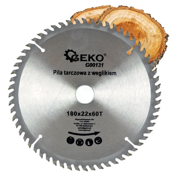 PIŁA TARCZA WIDIOWA DO CIĘCIA DREWNA 180x22 60 ZĘBÓW GEKO G00131 - Arena.pl