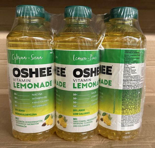 Oshee Vitamin Lemonade cytryna-sosna 555ml - karton - Arena.pl