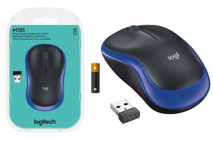 Mysz Bezprzewodowa LOGITECH M185 Nano BLUE - Arena.pl