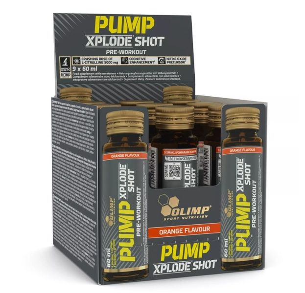 Olimp Pump Xplode Shot 9x 60 ml Pomarańcza Szot Przedtreningowy Ampułka ...