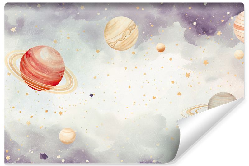 Fototapeta Do Pokoju Dziecka KOSMOS Planety Gwiazdy Vintage 360cm x 240cm - Arena.pl